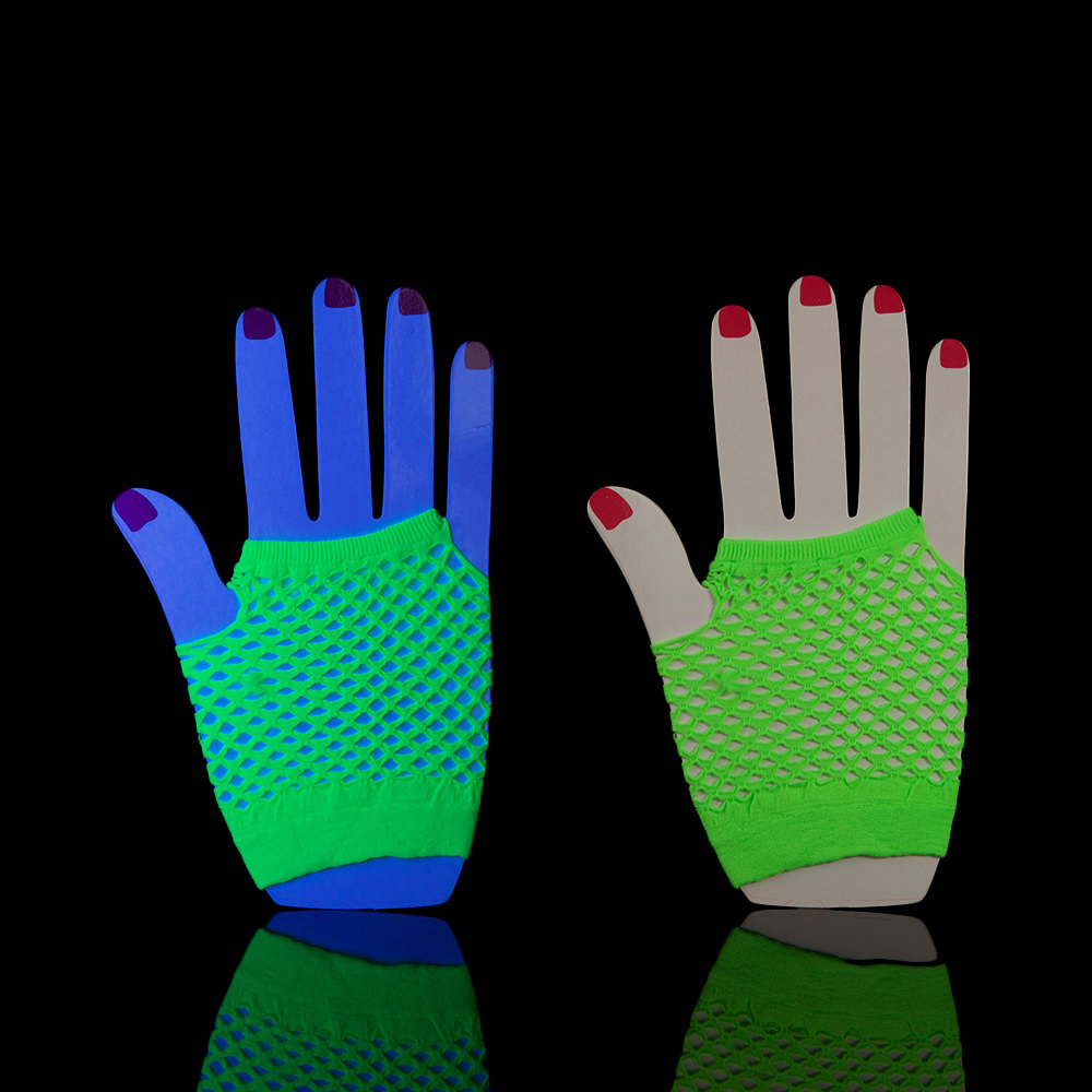 Short UV Neon Fishnet Gloves