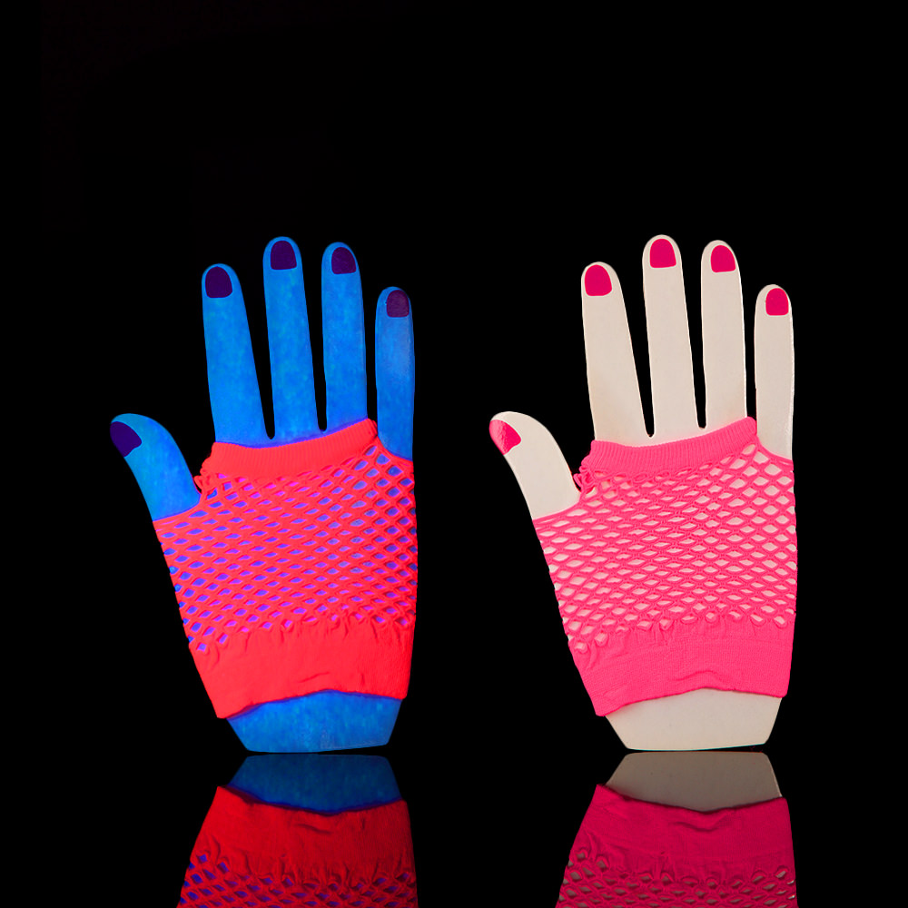 Short UV Neon Fishnet Gloves