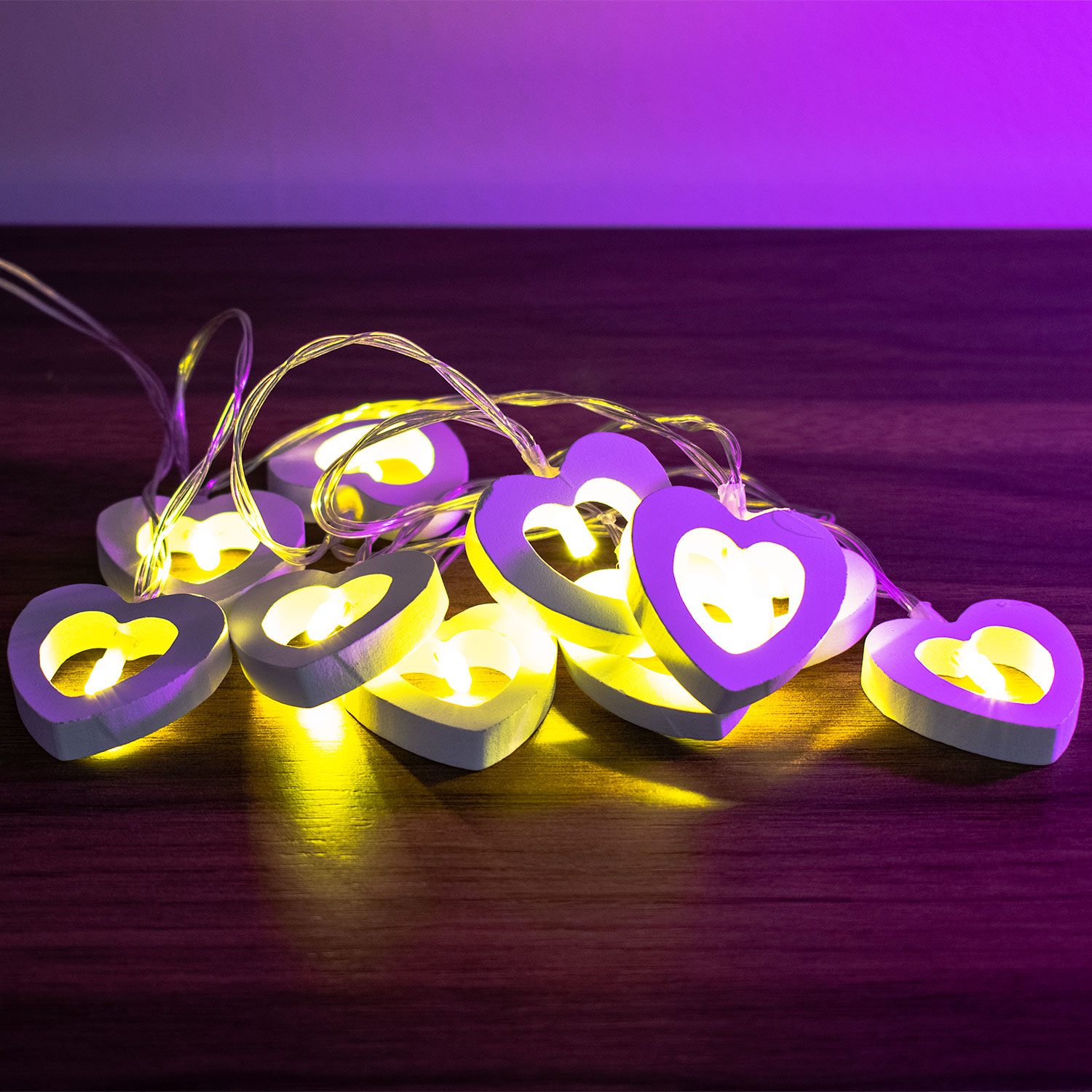 Wooden Heart String Lights