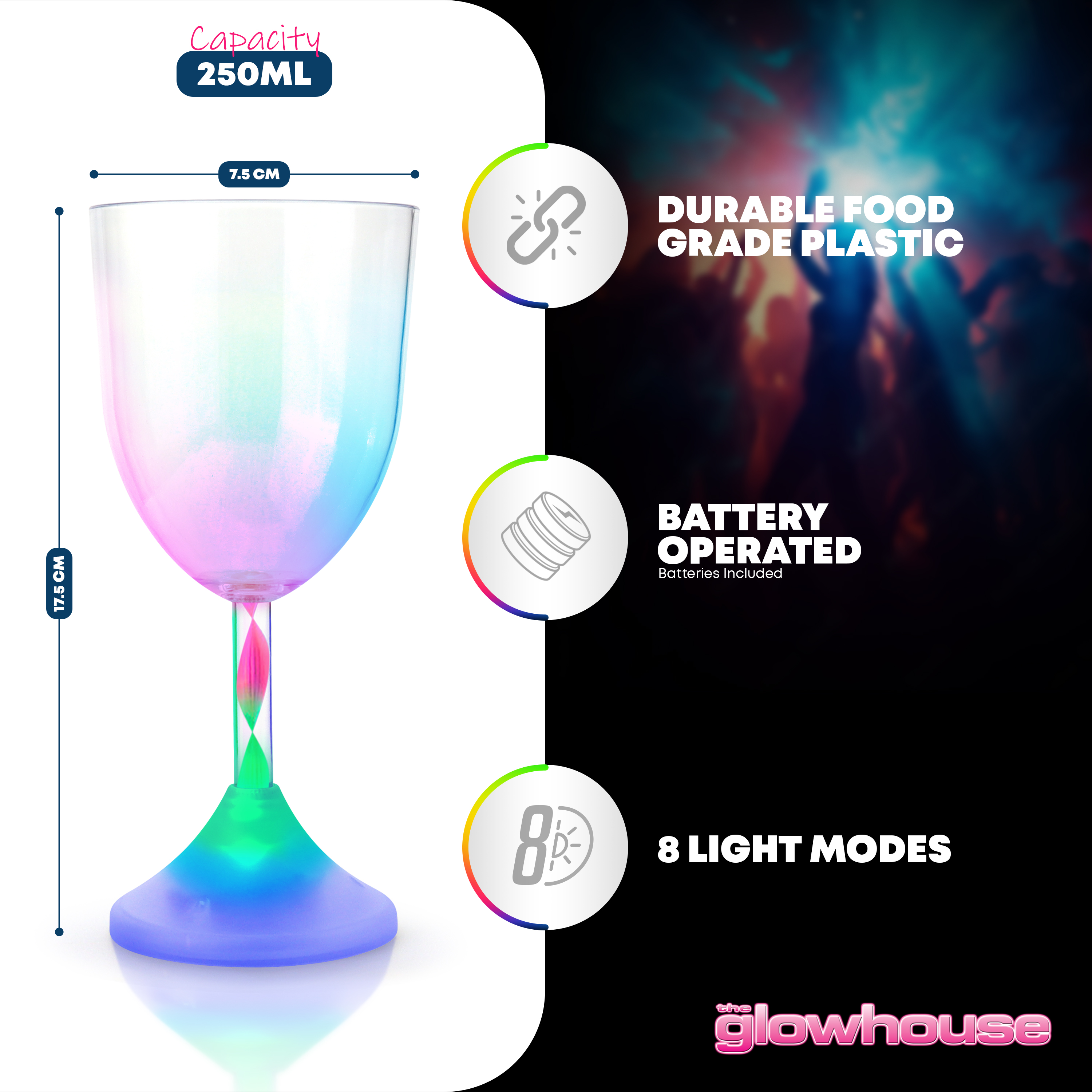 Flashing plastic wine glasses online